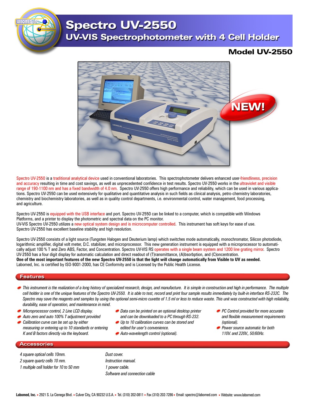 Labomed UV-2550 UV-Vis Spectrophotometer